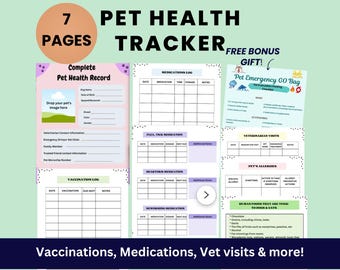 Pet Health Record for Pet Owners Pet Medical Record Pet Care Planner ...