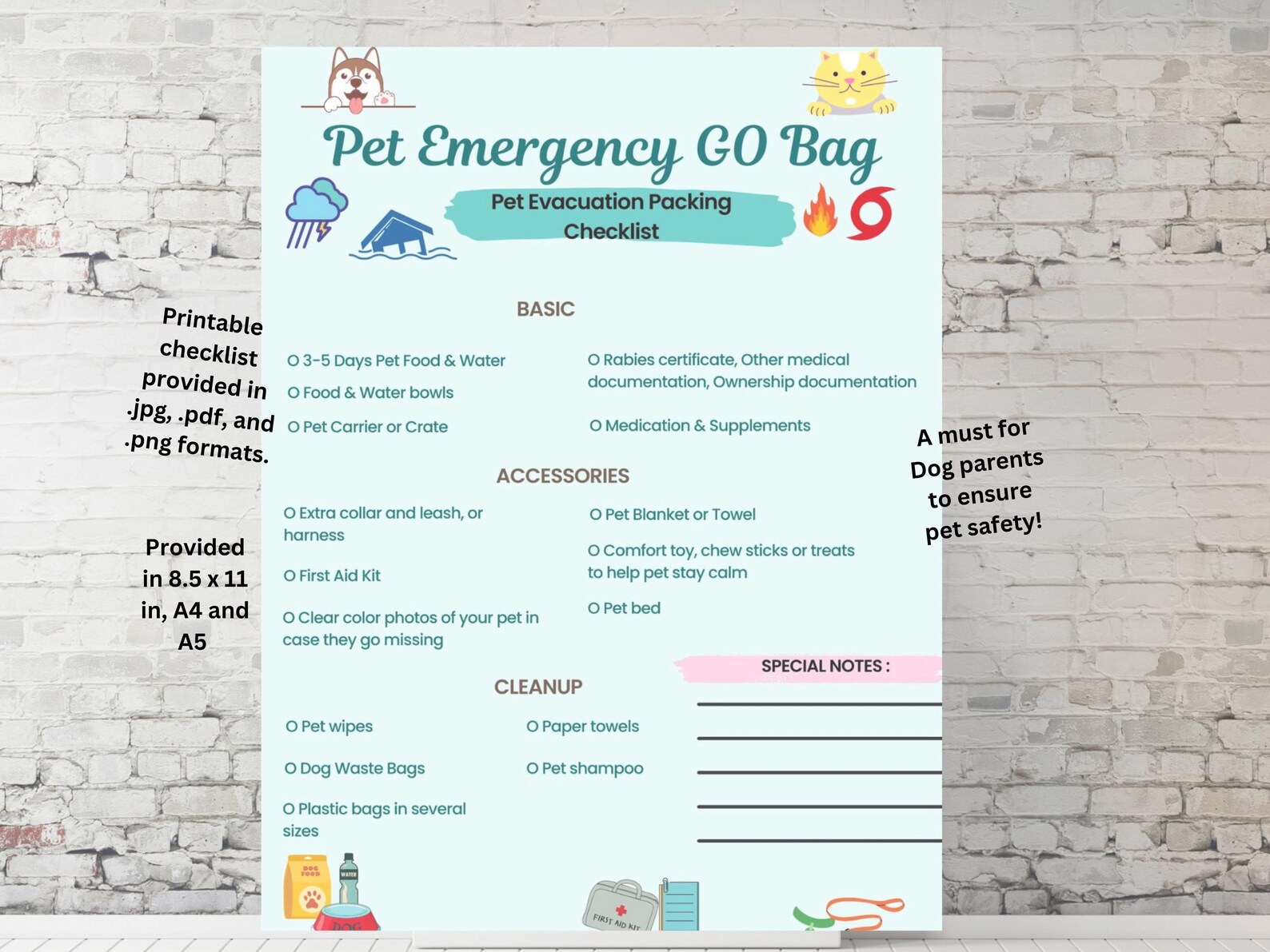 Emergency Preparedness Checklist for Dogs, Pet Emergency Checklist ...