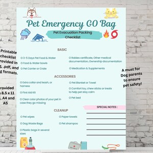 Emergency Preparedness Checklist for Dogs, Pet Emergency Checklist ...