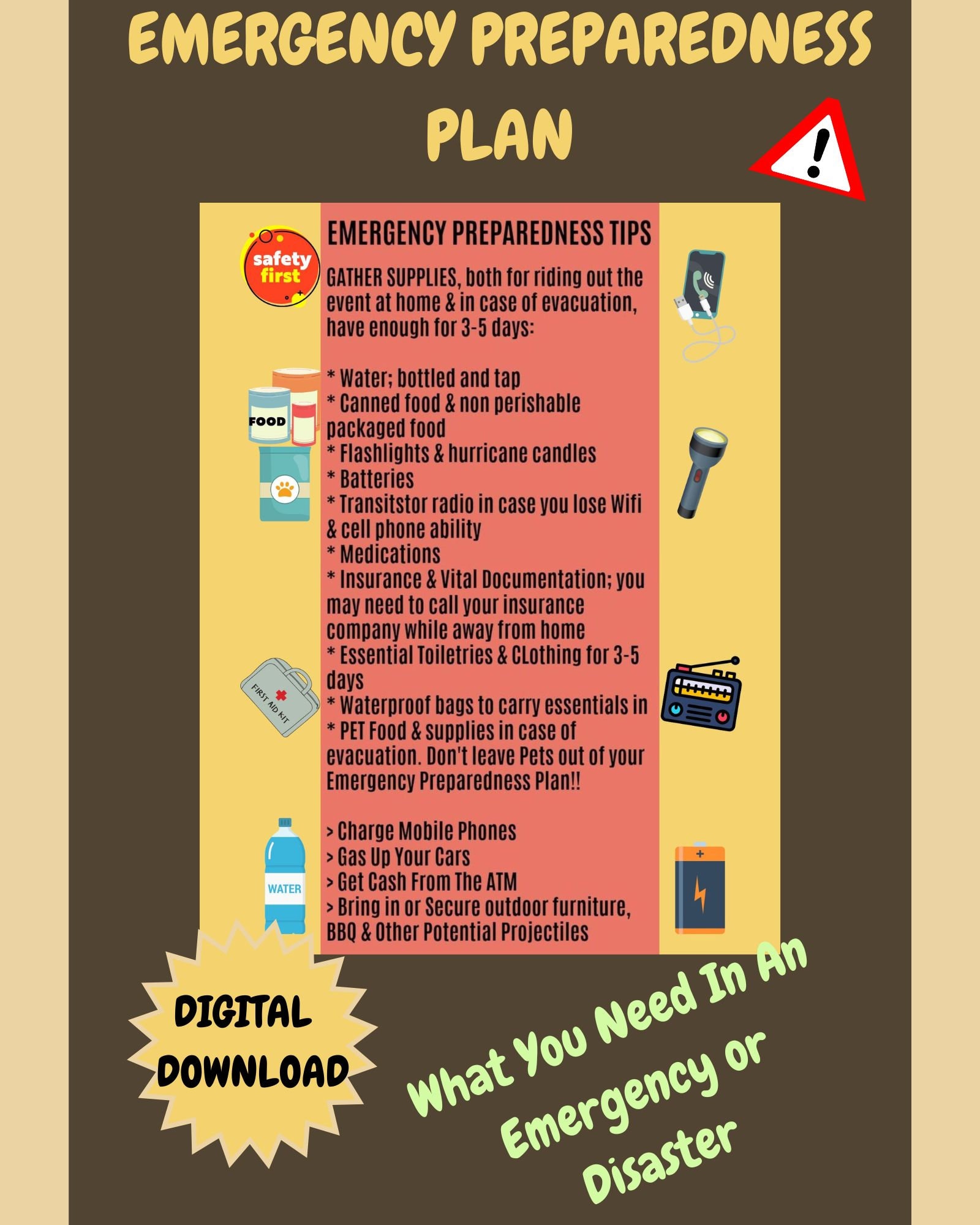 Emergency Preparedness Plan. Instant Download Printable Family ...
