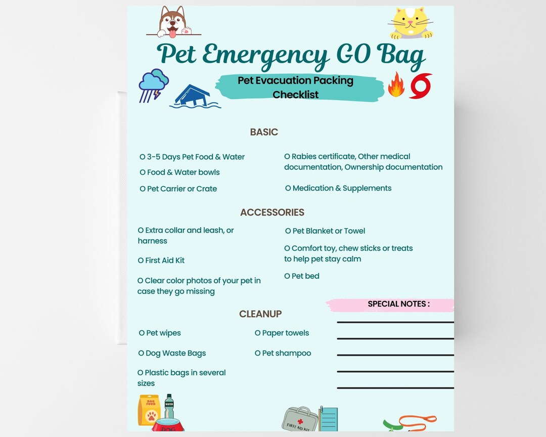 Emergency Preparedness Checklist for Dogs. Downloadable - Etsy