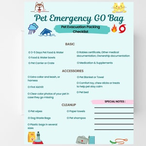 Emergency Preparedness Checklist for Dogs. Downloadable - Etsy
