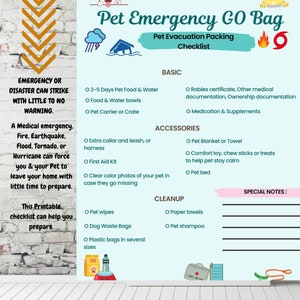 Emergency Preparedness Checklist for Dogs, Pet Emergency Checklist ...