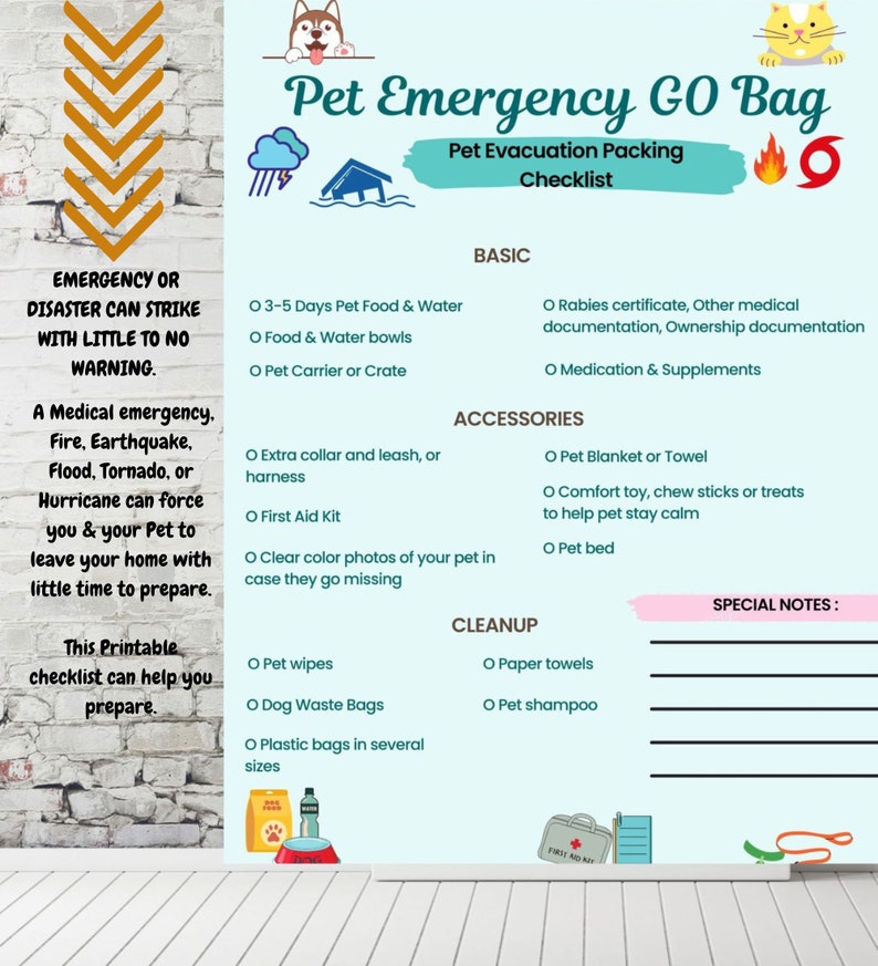 Emergency Preparedness Checklist for Dogs, Pet Emergency Checklist ...