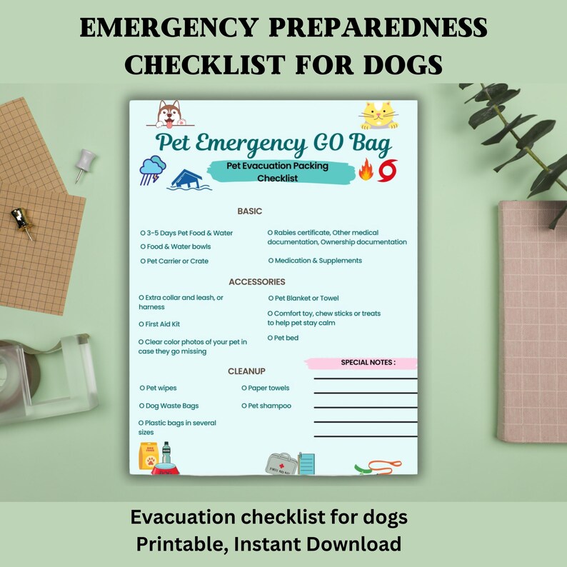 Emergency Preparedness Checklist for Dogs, Pet Emergency Checklist ...
