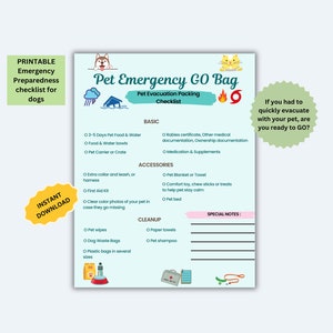 Emergency Preparedness Checklist for Dogs, Pet Emergency Checklist ...