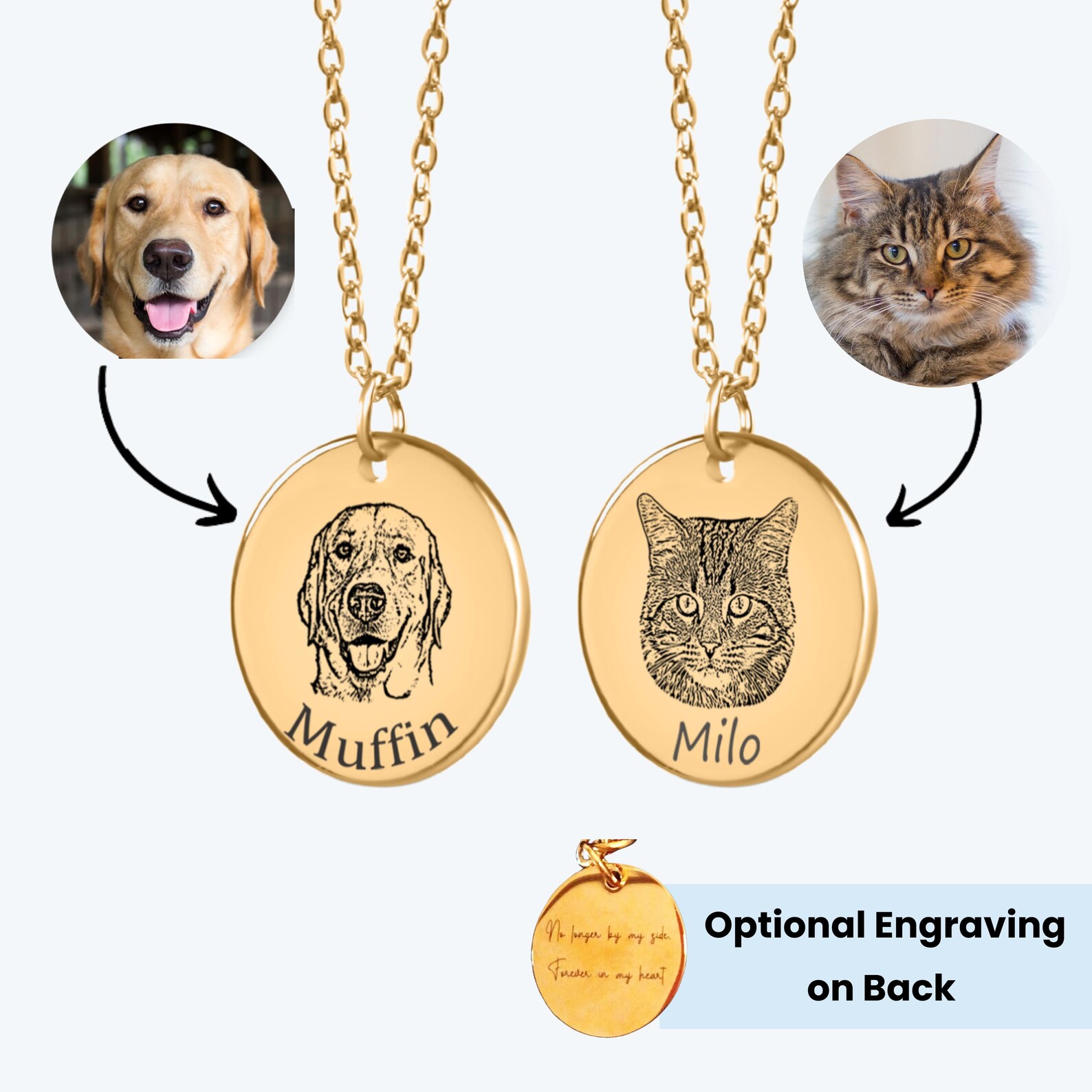 Pet Photo Necklace Custom Pet Portrait Necklace Personalized Pet ...