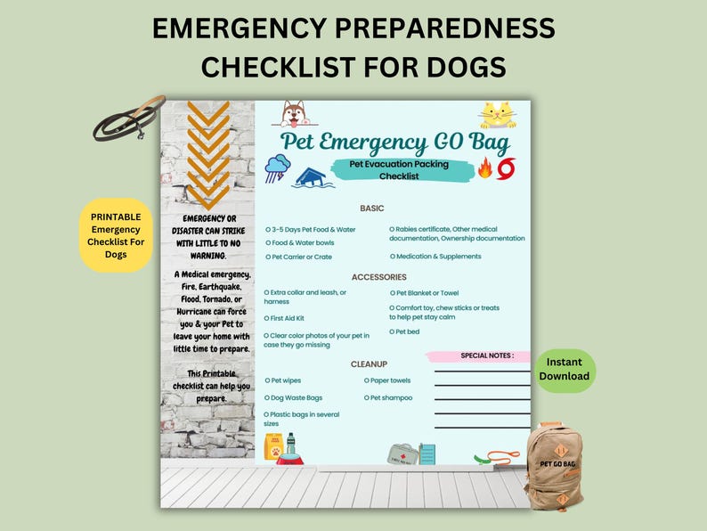 Emergency Preparedness Checklist for Dogs, Pet Emergency Checklist ...