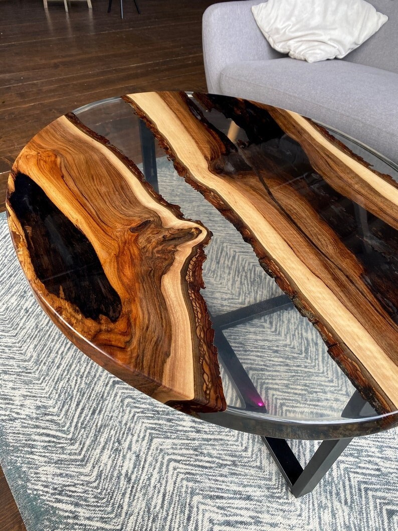 Clear Epoxy Resin Coffee Table, Custom Wooden Furniture, Personalized ...