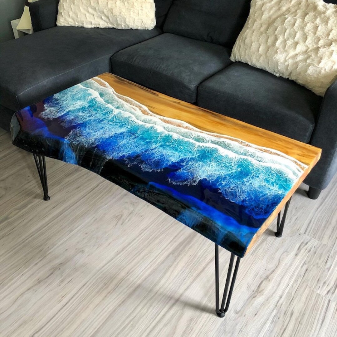 Ocean Waves Epoxy Resin Dining Table, Kitchen Counter Top, Handmade ...