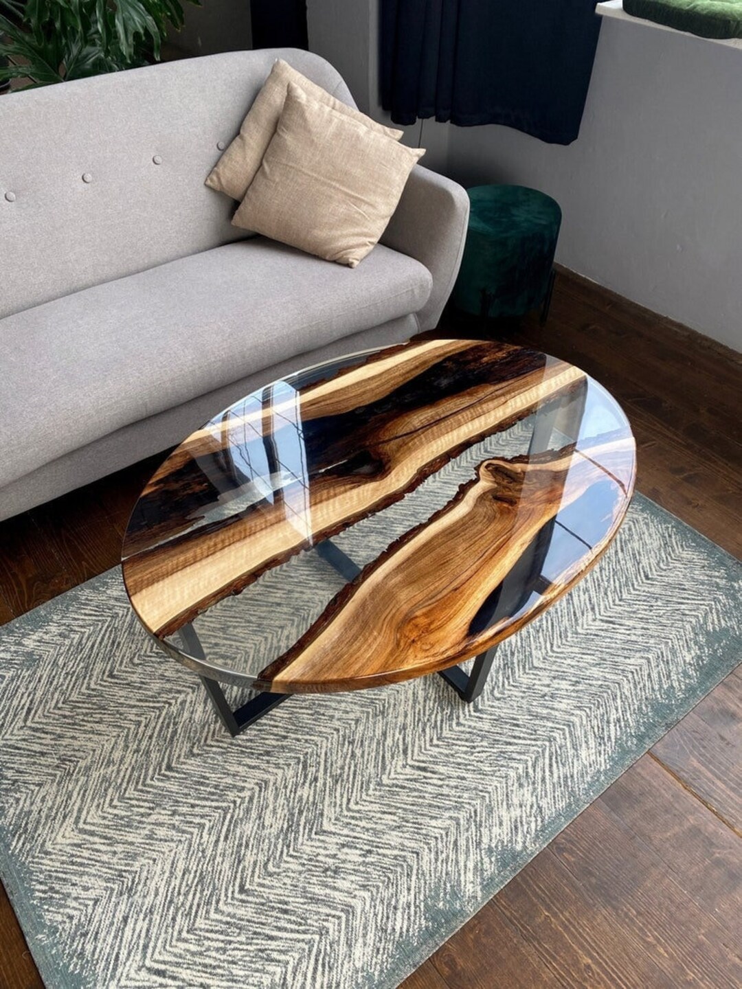 Clear Epoxy Resin Coffee Table, Custom Wooden Furniture, Personalized ...