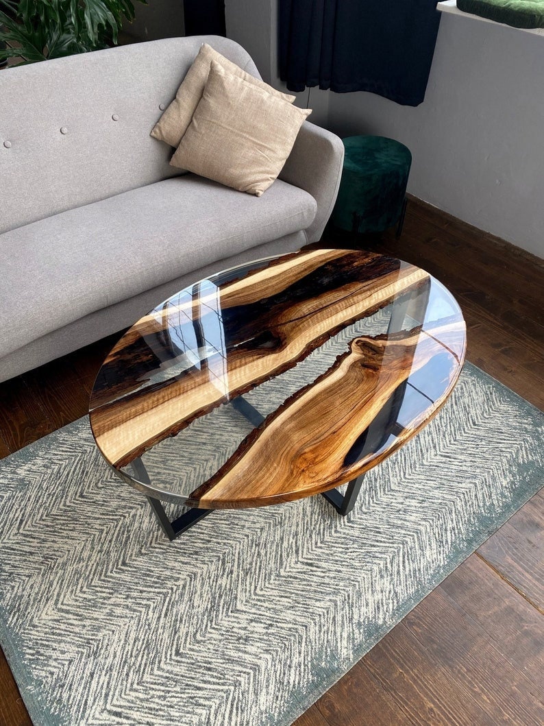 Clear Epoxy Resin Coffee Table, Custom Wooden Furniture, Personalized ...
