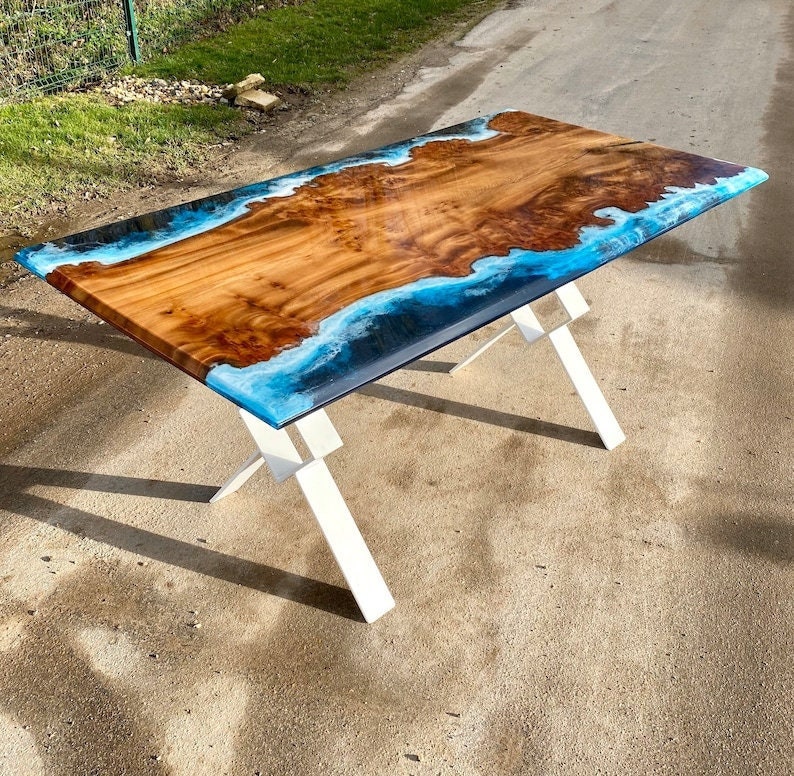 Ocean Waves Epoxy Resin Dining Table, Kitchen Counter Top, Handmade ...