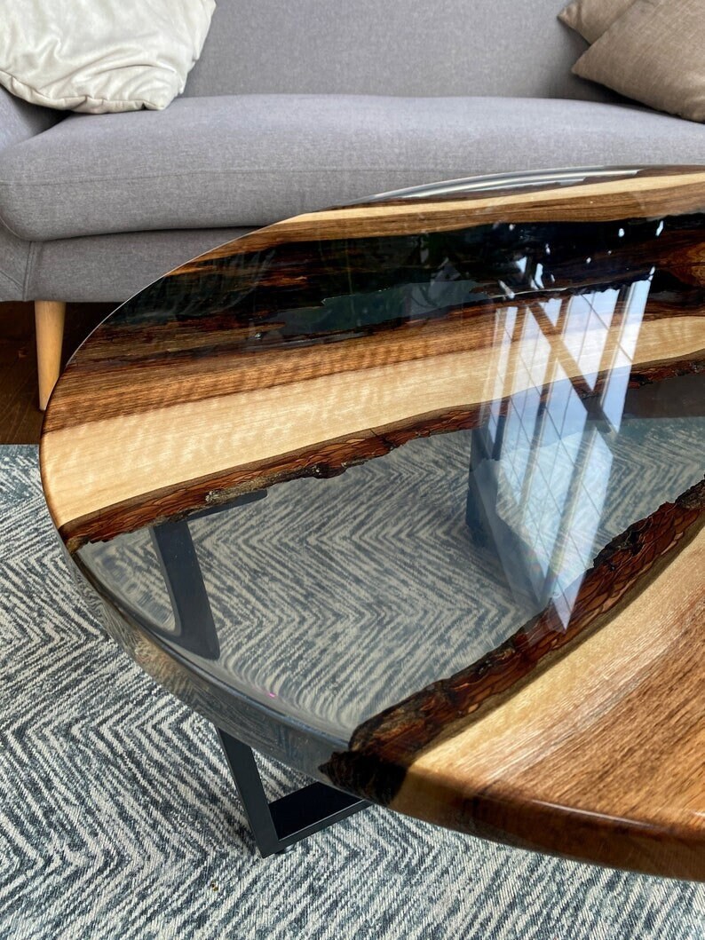 Clear Epoxy Resin Coffee Table, Custom Wooden Furniture, Personalized ...