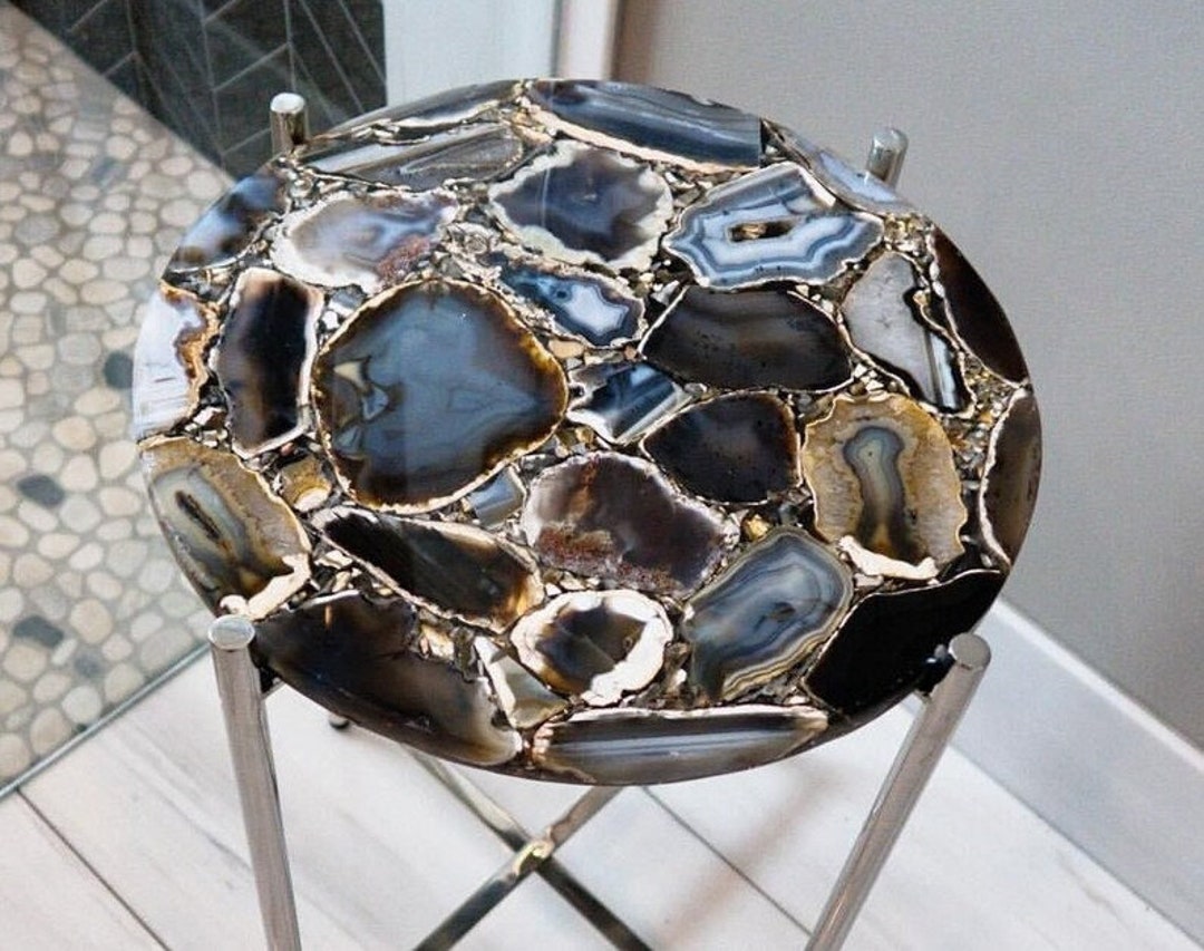 Round Natural Agate Coffee Table, Handmade Kitchen Counter Tops ...