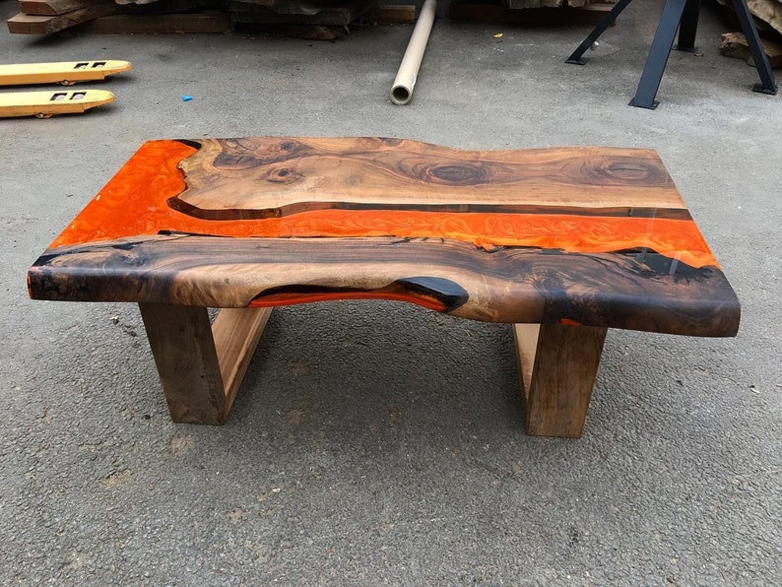 Orange Epoxy Resin Dining Table, Mid Century Modern, Personalized Home ...
