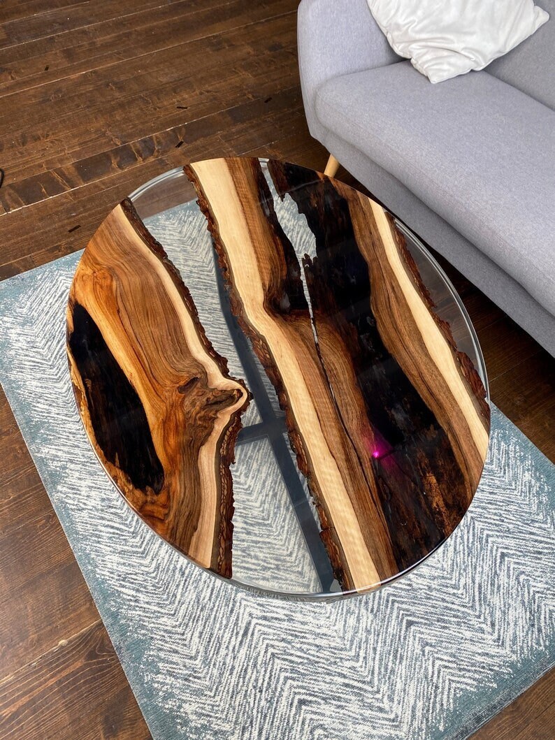 Clear Epoxy Resin Coffee Table, Custom Wooden Furniture, Personalized ...