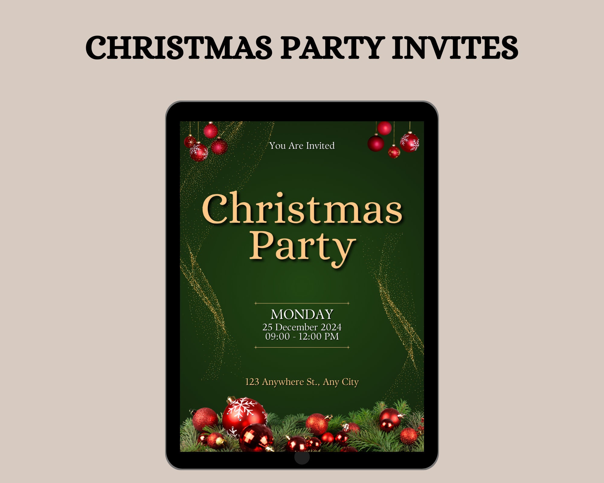 Editable Christmas Party Invitation, Christmas Party Invitation Party ...