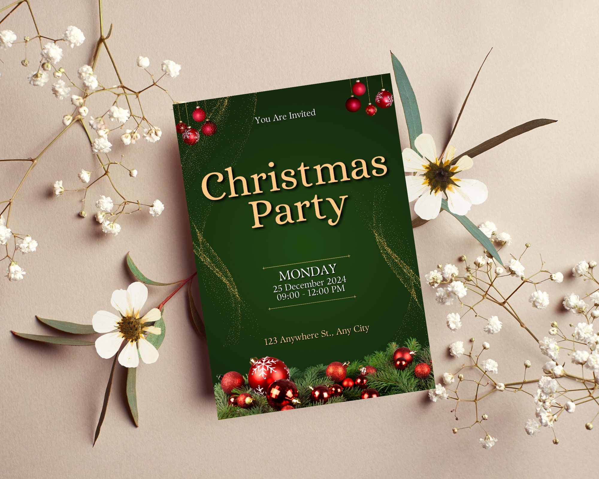 Editable Christmas Party Invitation, Christmas Party Invitation Party ...