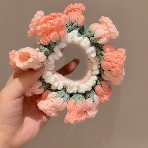 Hair Scrunchy Crochet Pattern - Floral Hair Bands Hair Rope Ponytail ...