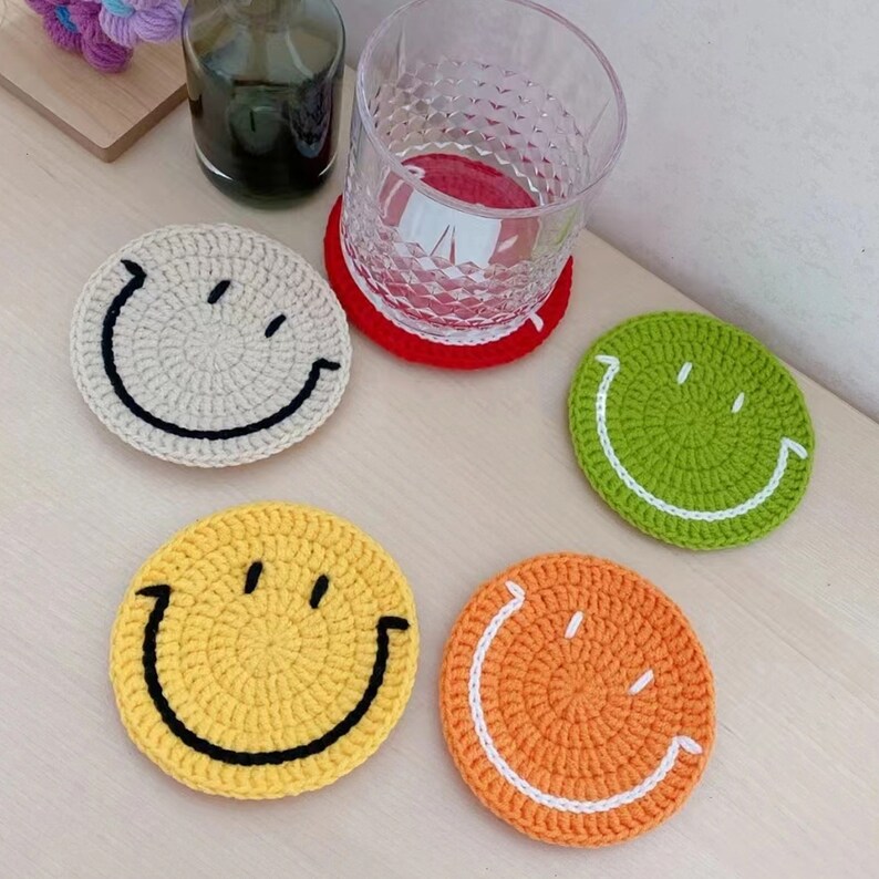 Simle Coaster Crochet Pattern - Simley Face I Happy Life I Home ...