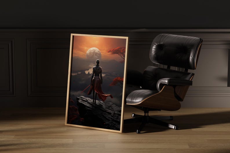 Female Samurai Wall Art, Japanese Warrior Print, Digital Samurai Decor, Japanese Style Art ...