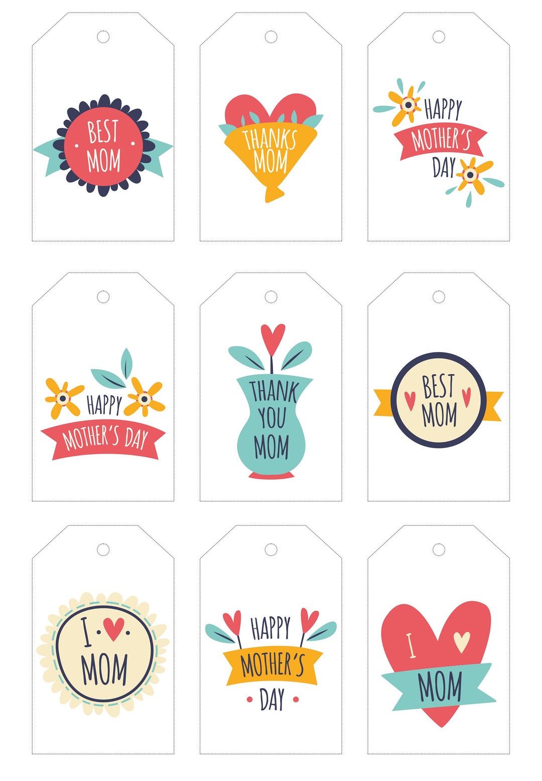 PRINTABLE Mother's Day Gift Tags 9 Styles Mothers Day Spring Floral ...