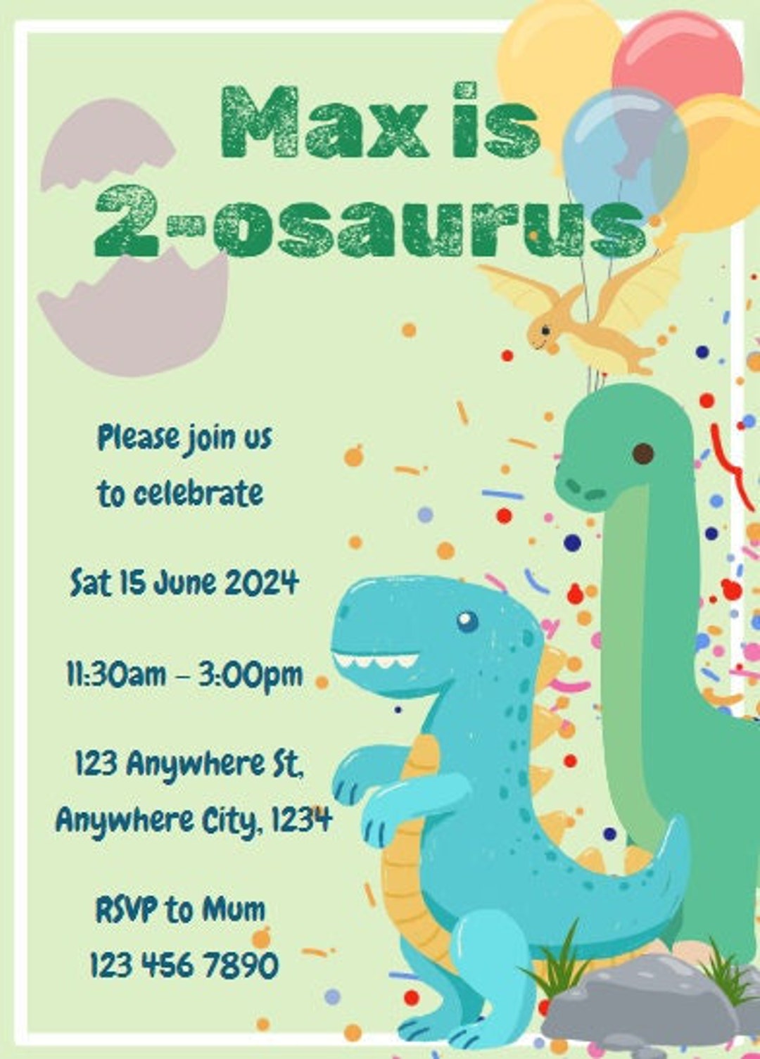 Dinosaur Birthday Invite 2-osaurus - Etsy