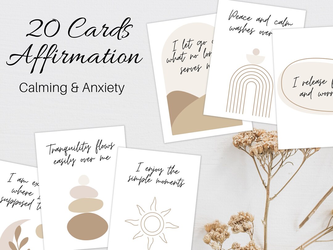 Boho Printable Affirmation Cards, Calming & Anxiety, Positive ...
