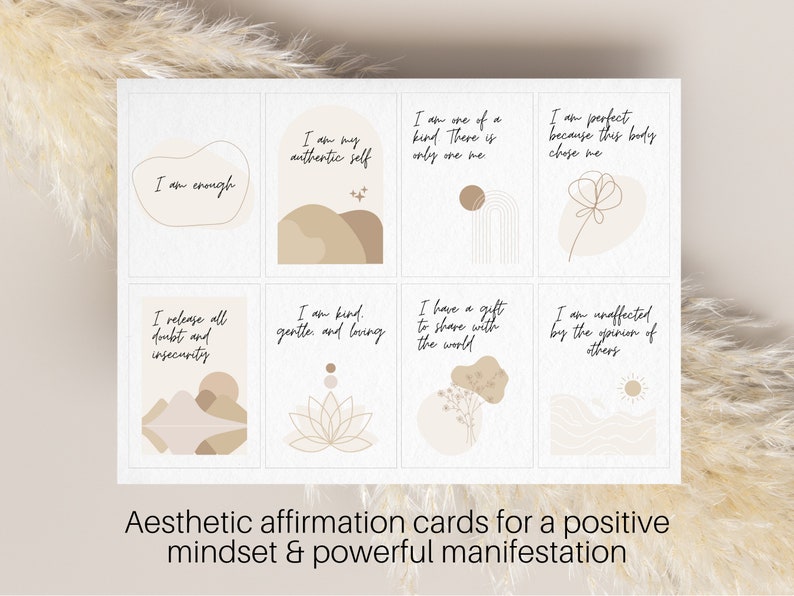 Boho Printable Affirmation Cards, Self-love & Worthiness, Positive ...