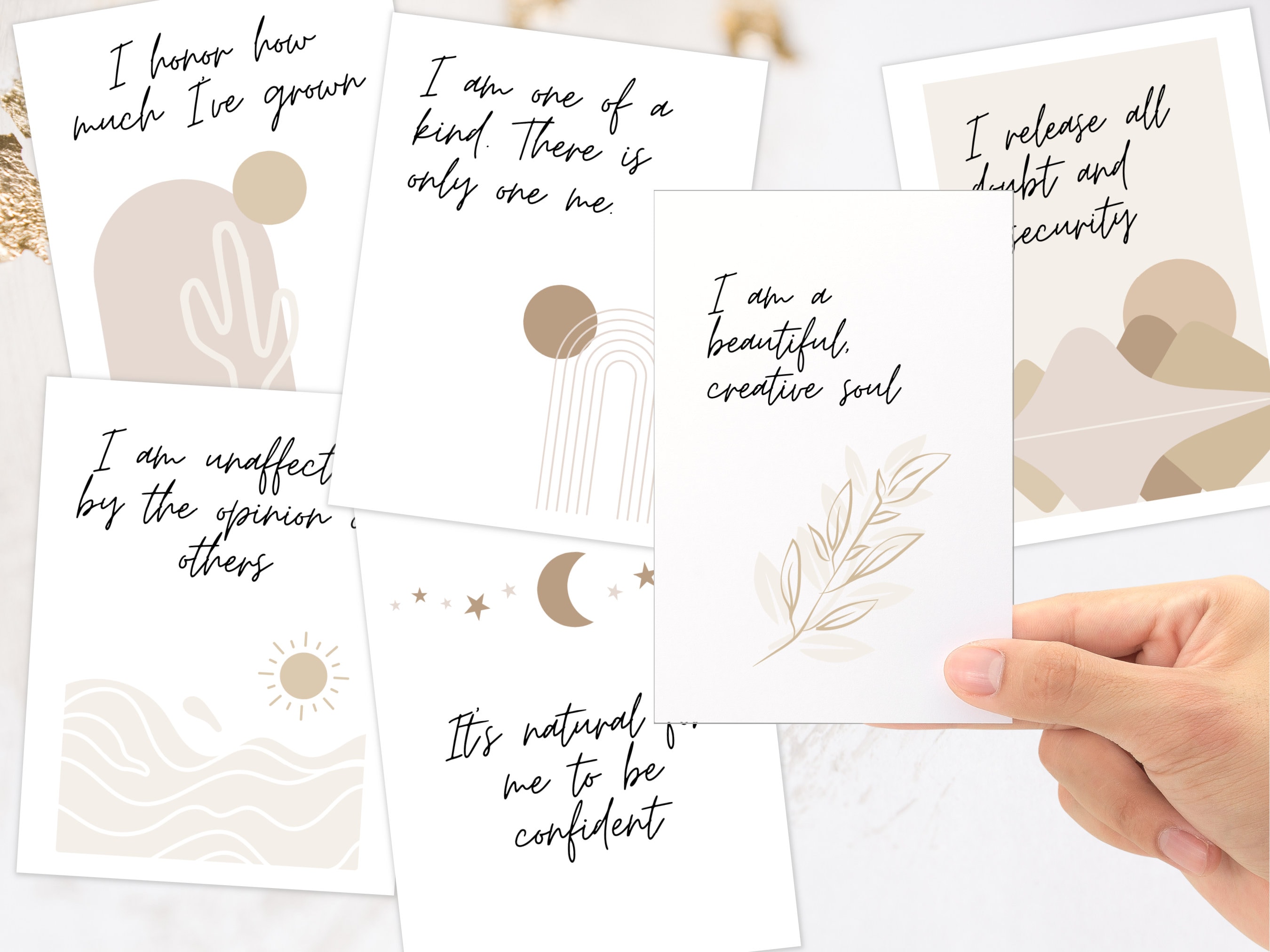 Boho Printable Affirmation Cards, Self-love & Worthiness, Positive ...