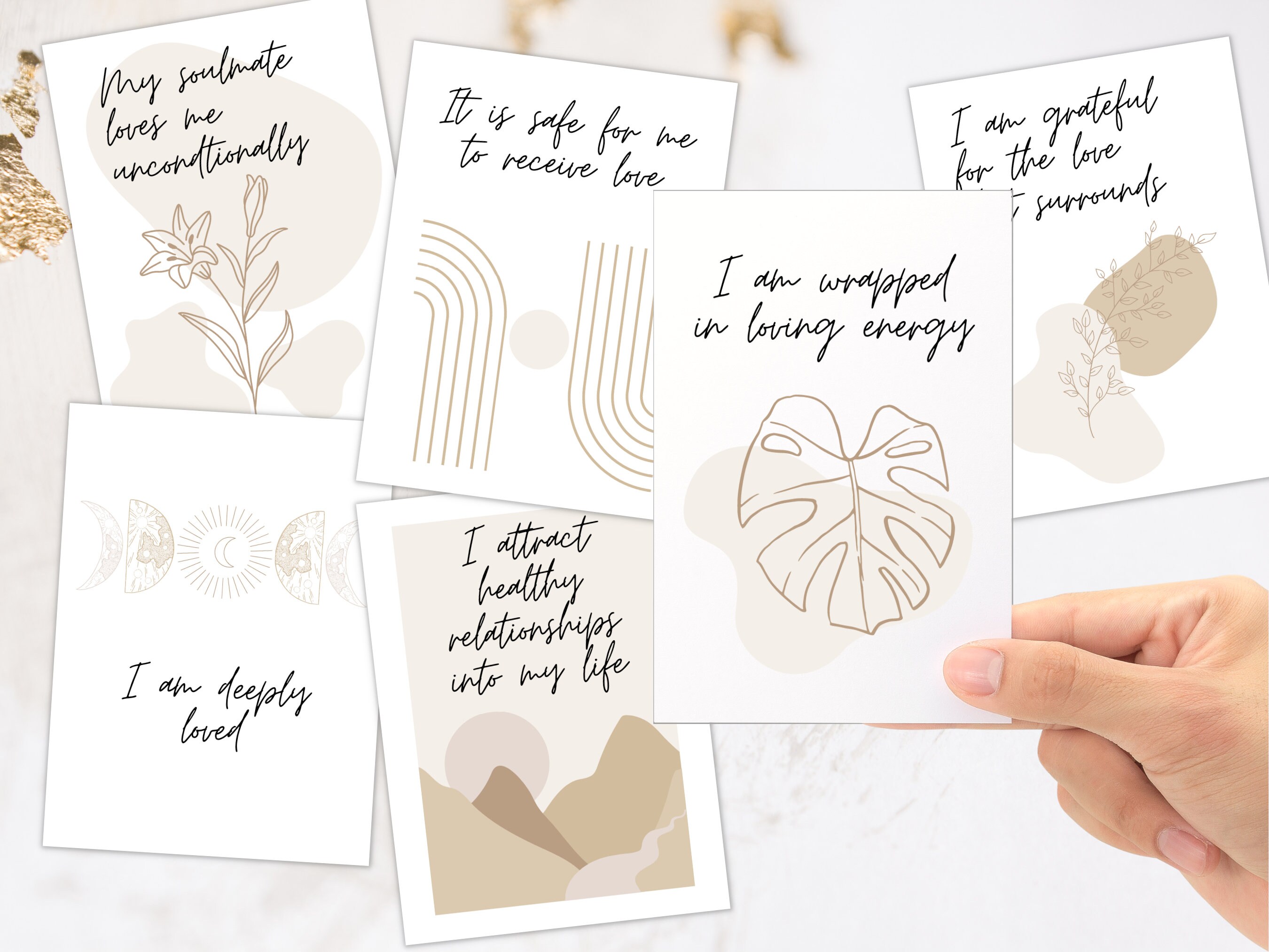Boho Printable Affirmation Cards, Love & Relationships, Positive ...