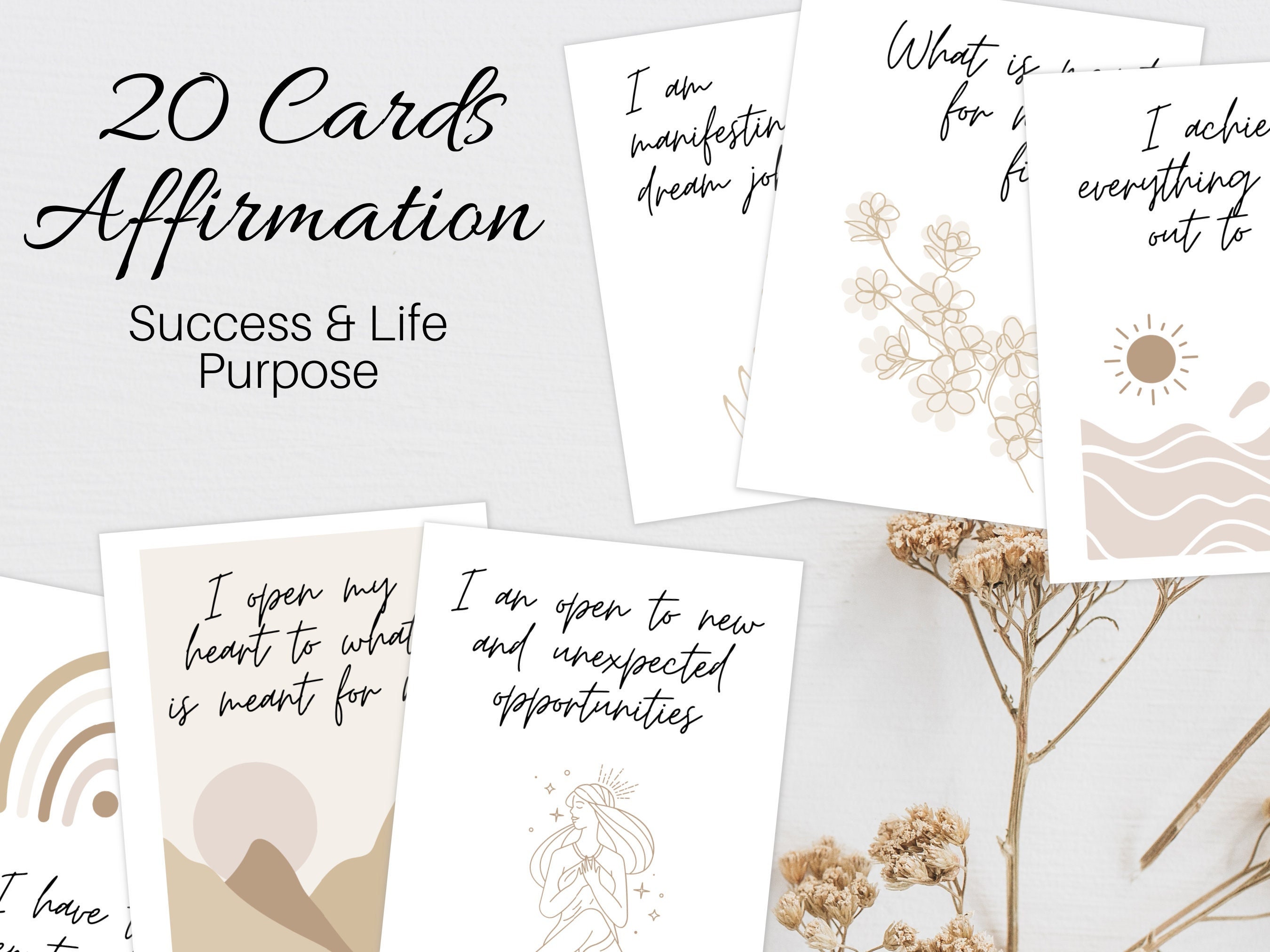 Boho Printable Affirmation Cards, Success & Life Purpose, Positive ...