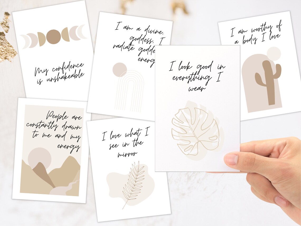 Boho Printable Affirmation Cards, Confidence & Appearance, Positive ...