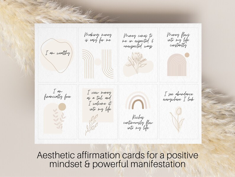 Boho Printable Affirmation Cards, Wealth & Abundance, Positive ...
