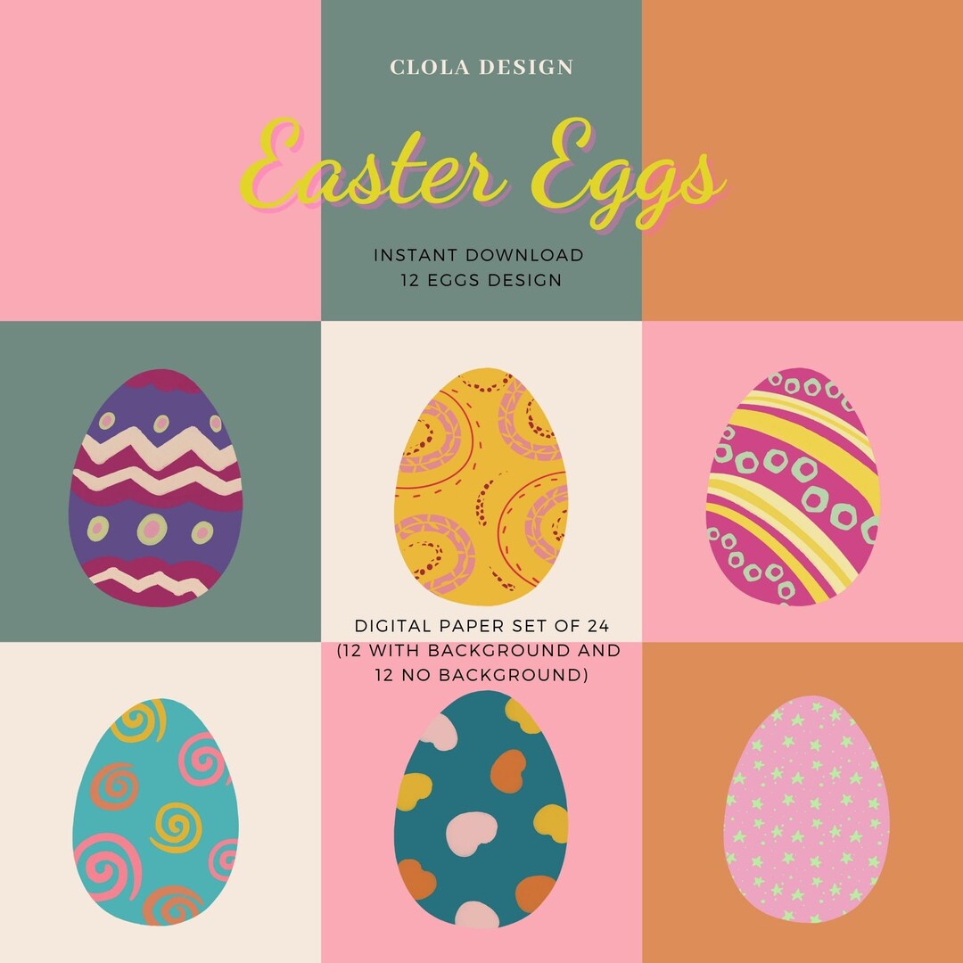 Easter Eggs Digital Clipart Scrapbook Digital File- Cute Eggs Digital ...