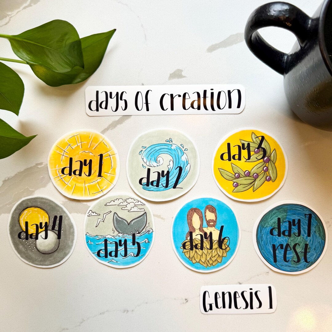 Creation Bible Journaling Sticker Set: Hand Drawn Laminated Waterproof ...