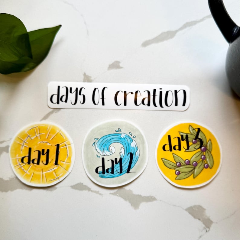 Creation Bible Journaling Sticker Set: Hand Drawn Laminated Waterproof ...