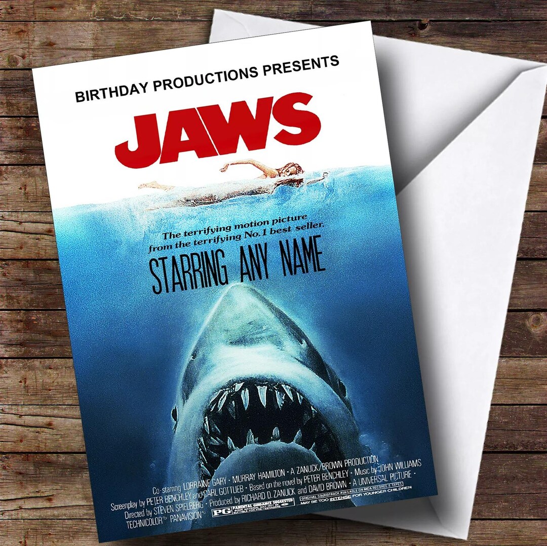 Customised Spoof Jaws Shark Movie Poster Funny Birthday Card, Set of 10 ...