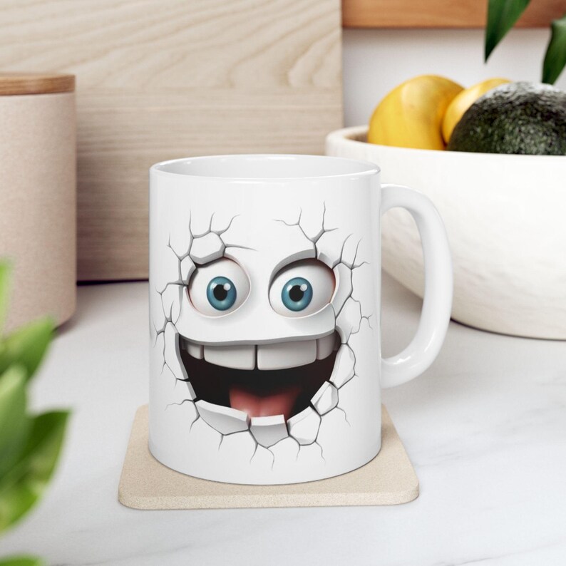 Cracked Face Ceramic Mug — Funny Coffee Cup Gift - Etsy