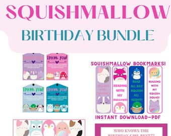 SQUISHMALLOW Box Label Birthday Party Gable Box gift Bag Labels ...