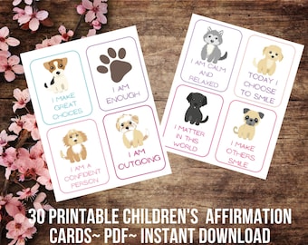 Children's Positive Affirmation Cards, Printable Kids Affirmation Cards ...