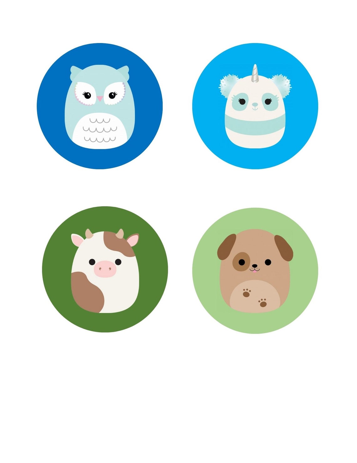 Blue and Green Squishmallow Cupcake Toppers, Squishmallow Party ...