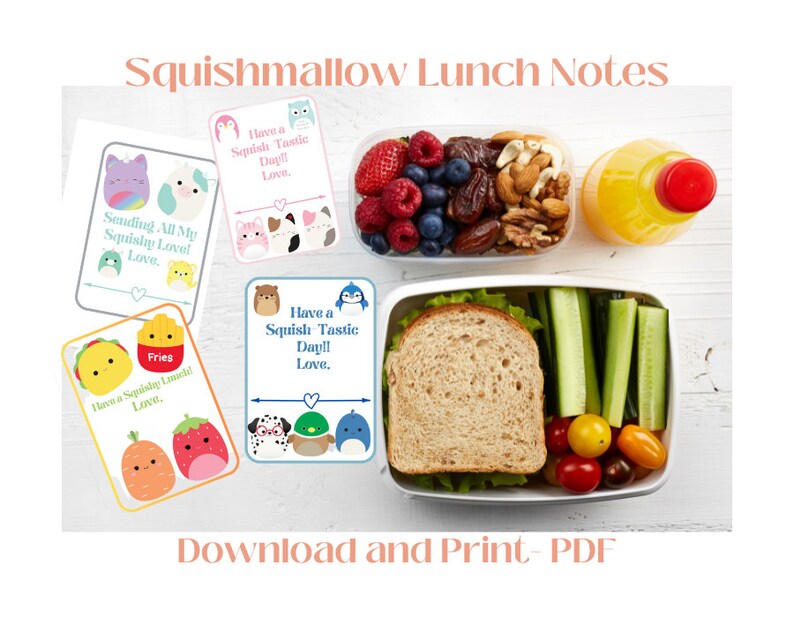 Squishmallow Lunch Box Notes, Lunch Box Notes for Kids, Squishmallow ...