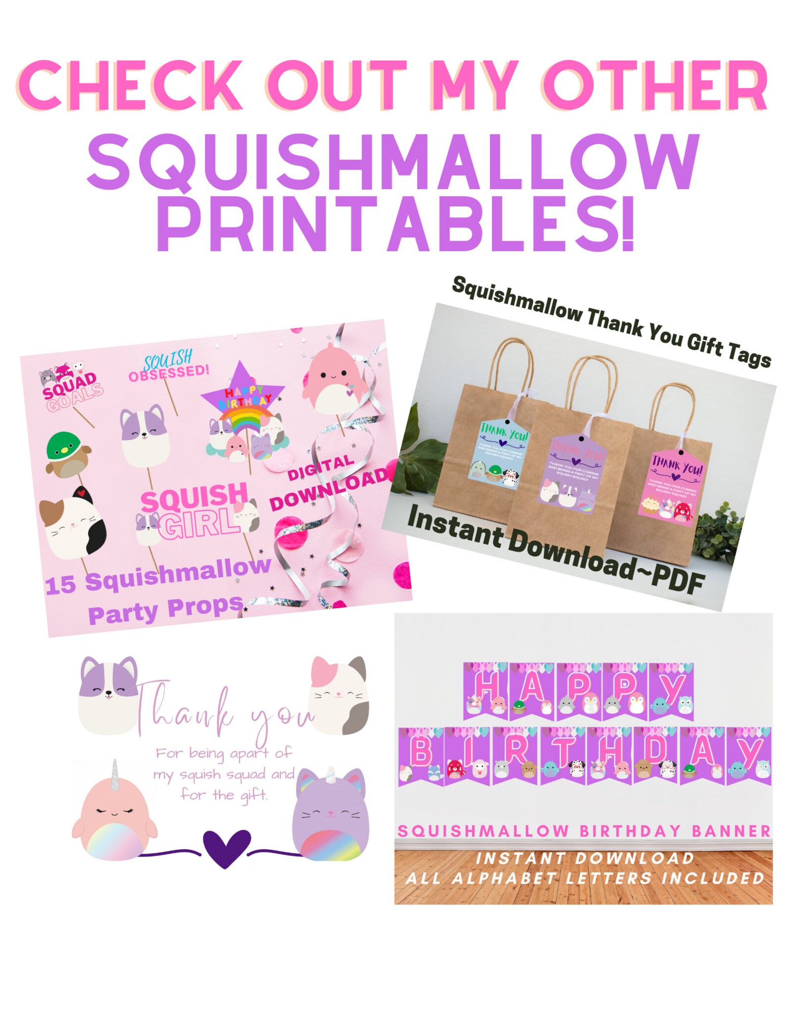 SQUISHMALLOW BOOKMARKS, Squishmallow Party Favor, Birthday Gift - Etsy