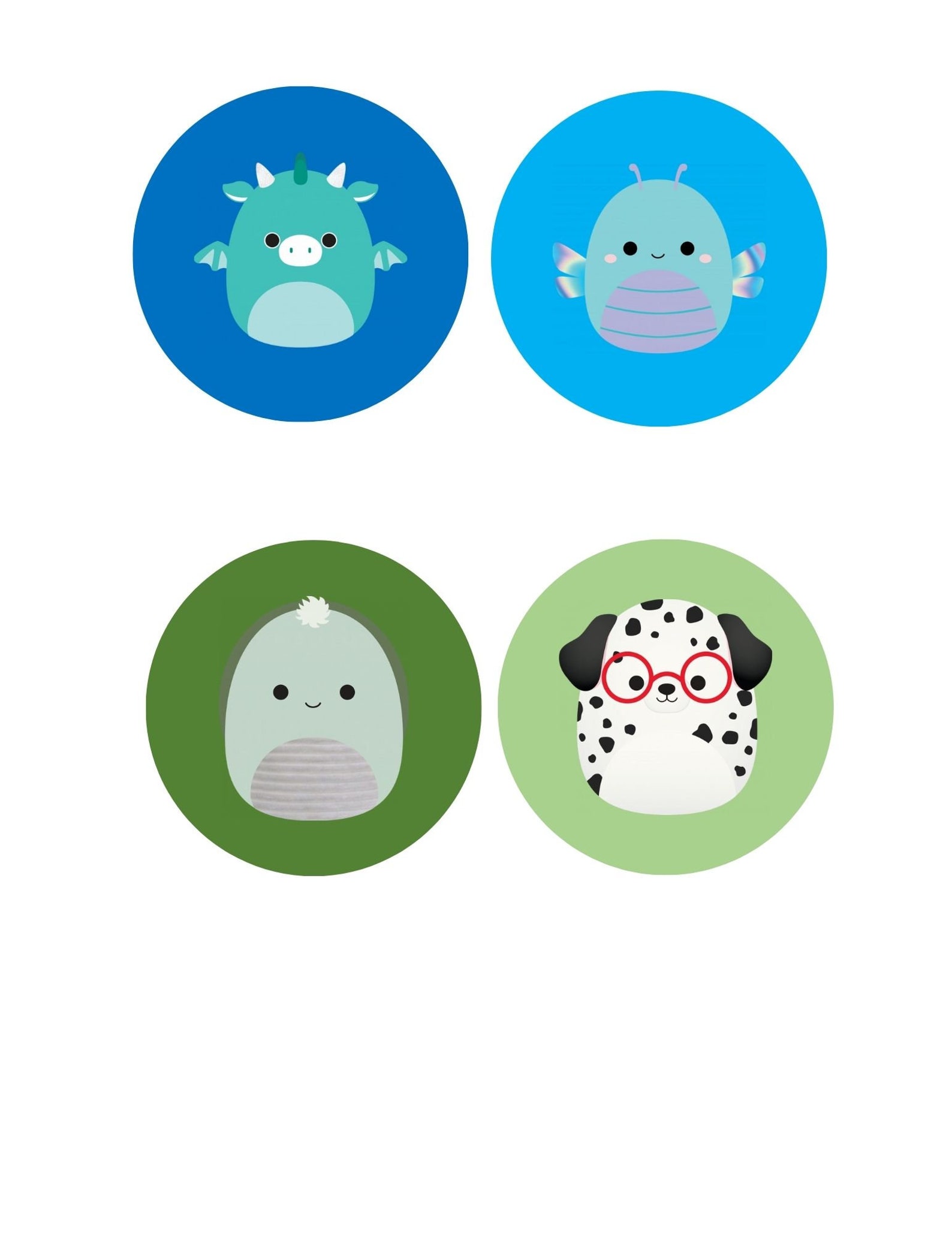 Blue and Green Squishmallow Cupcake Toppers, Squishmallow Party ...