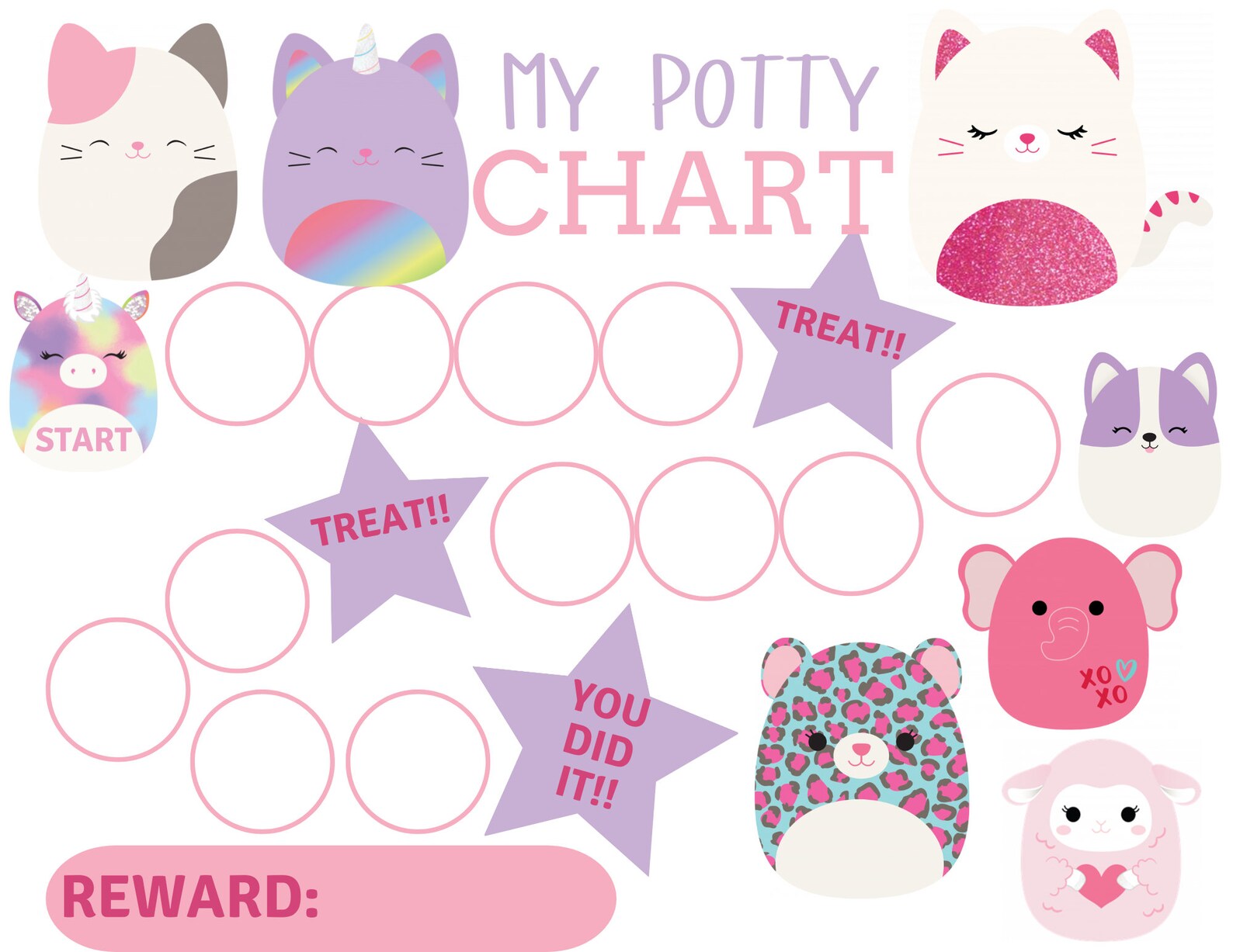 Squishmallow Potty Chart Printable, Potty Chart, Squishmallows, Toddler ...