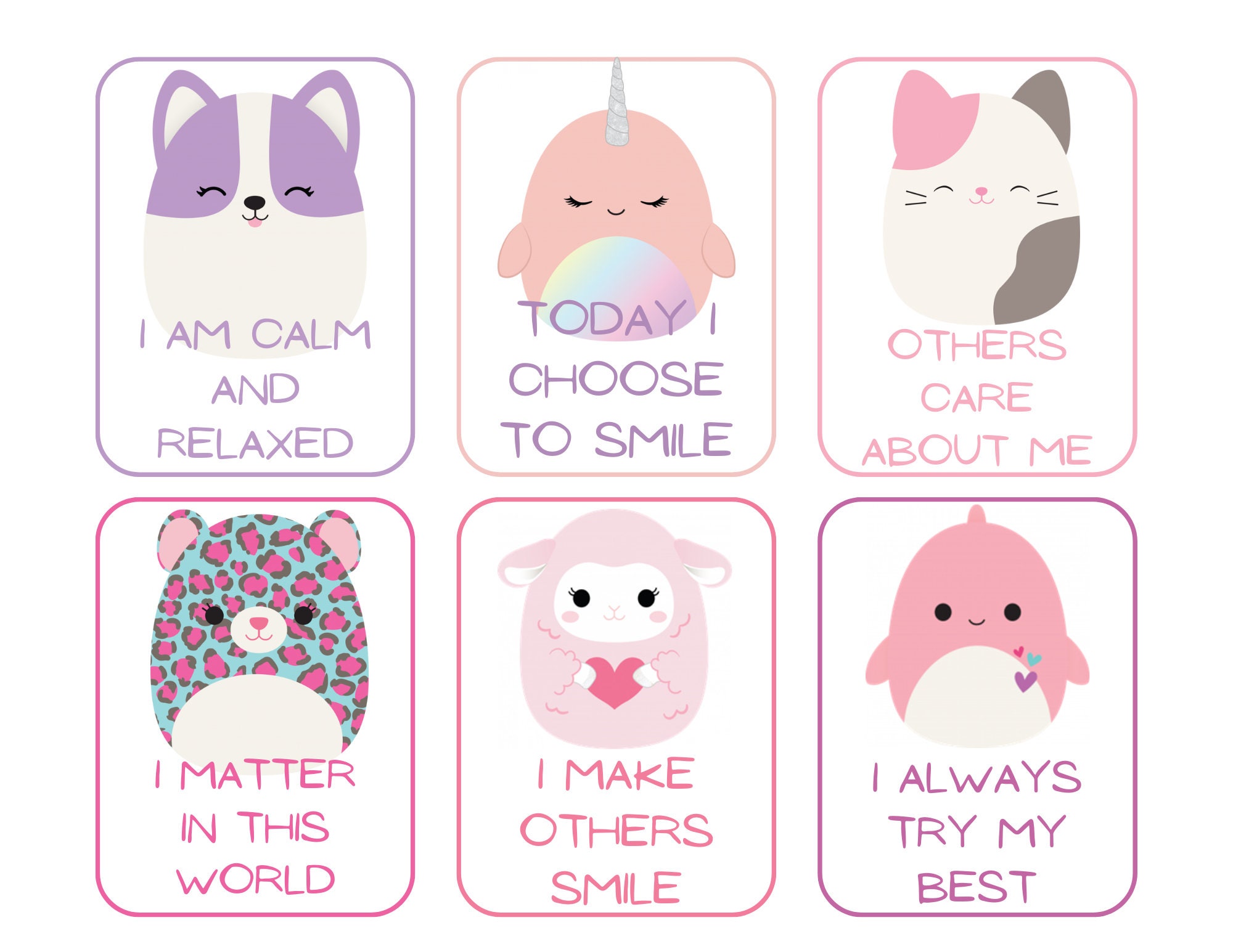 Children's Positive Affirmation Cards, Printable Kids Affirmation Cards ...