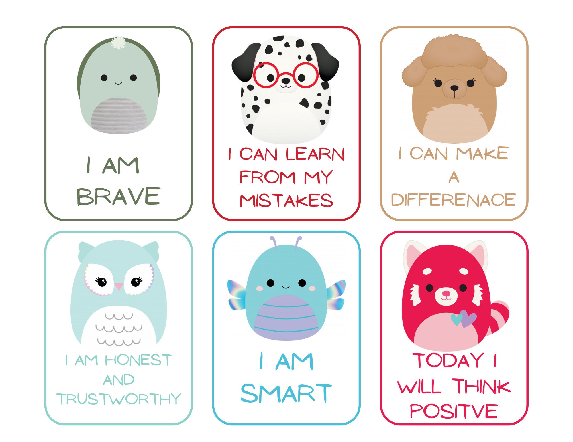 Children's Positive Affirmation Cards, Printable Kids Affirmation Cards ...