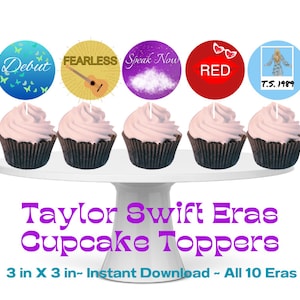 Taylor Swift Eras Cupcake Toppers, Taylor Swift Party Cupcake Toppers ...